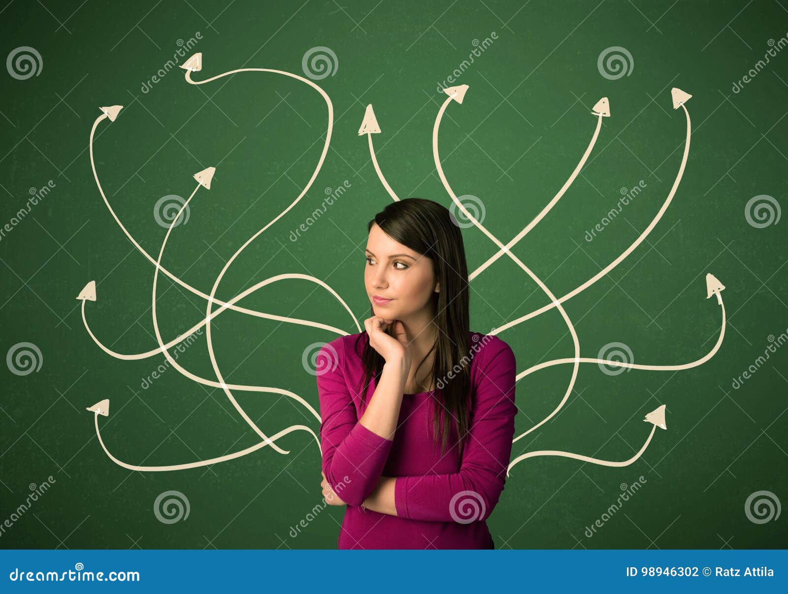 Beautiful Girl Thinking a Solution Stock Photo - Image of idea ...