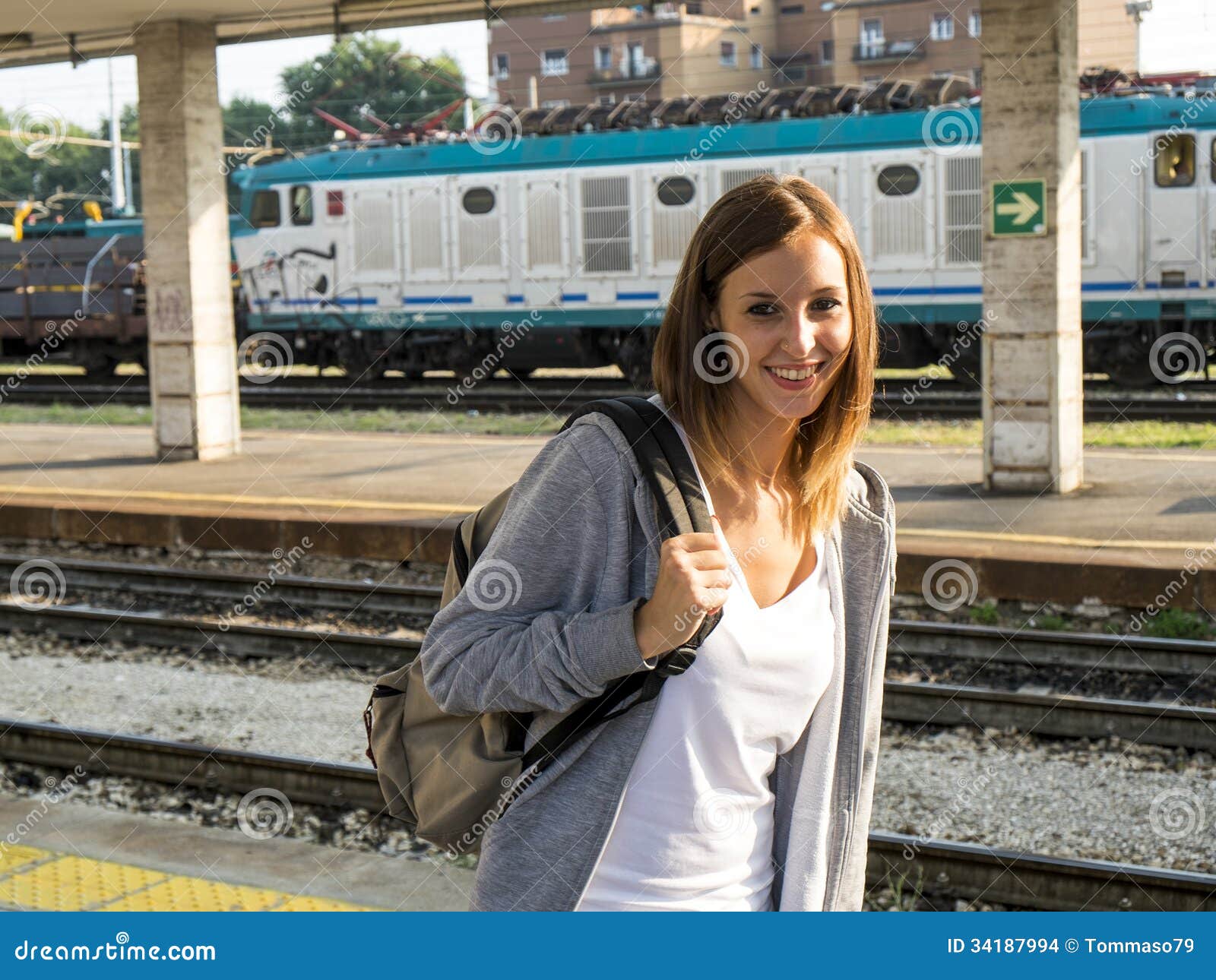 Young student train stock photo. Image of happy, platform - 34187994