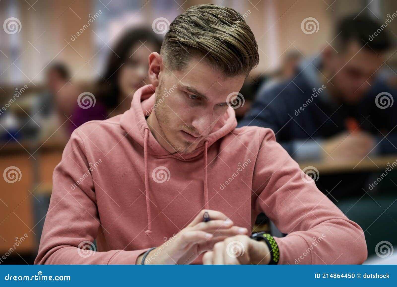 The Student Uses a Smartwatch in Math Class Stock Photo - Image of ...
