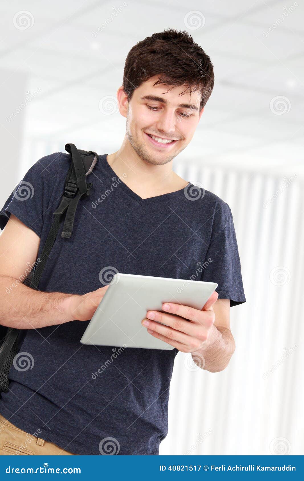 Young Student Using Tablet Pc Stock Image - Image of email, smile: 40821517
