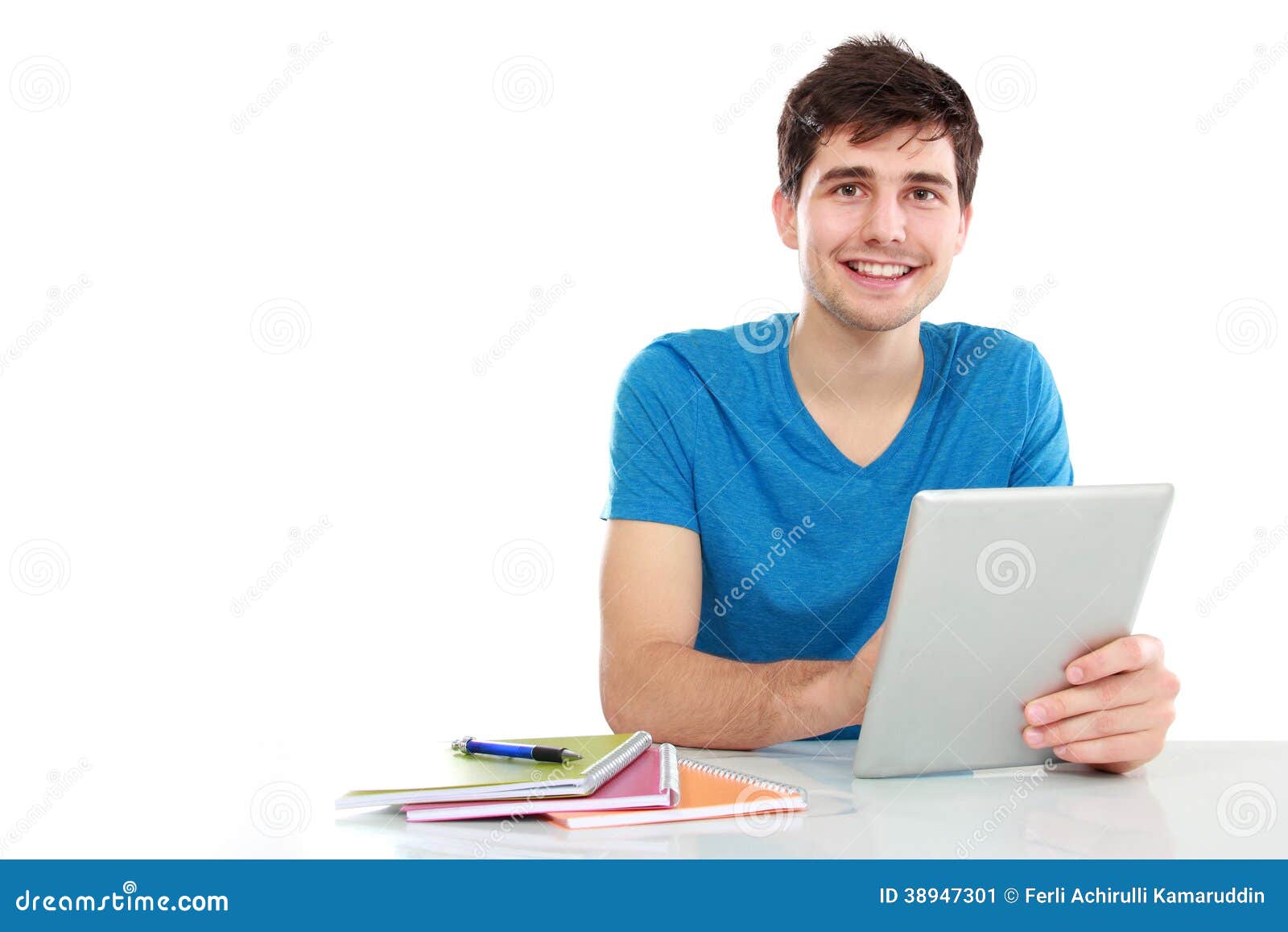 Young Student Using Tablet Pc Stock Image - Image of connect, library ...