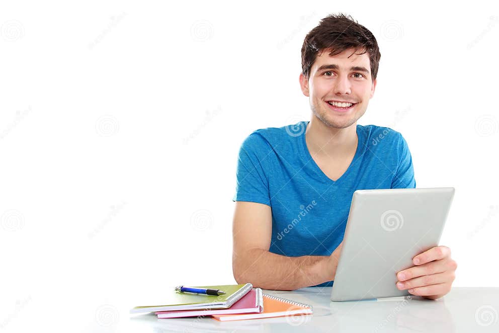 Young Student Using Tablet Pc Stock Image - Image of connect, library ...