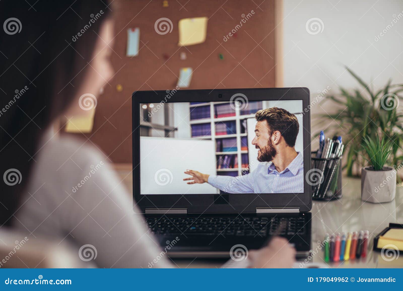 Student Watching Lesson Online and Studying from Home Stock Photo ...