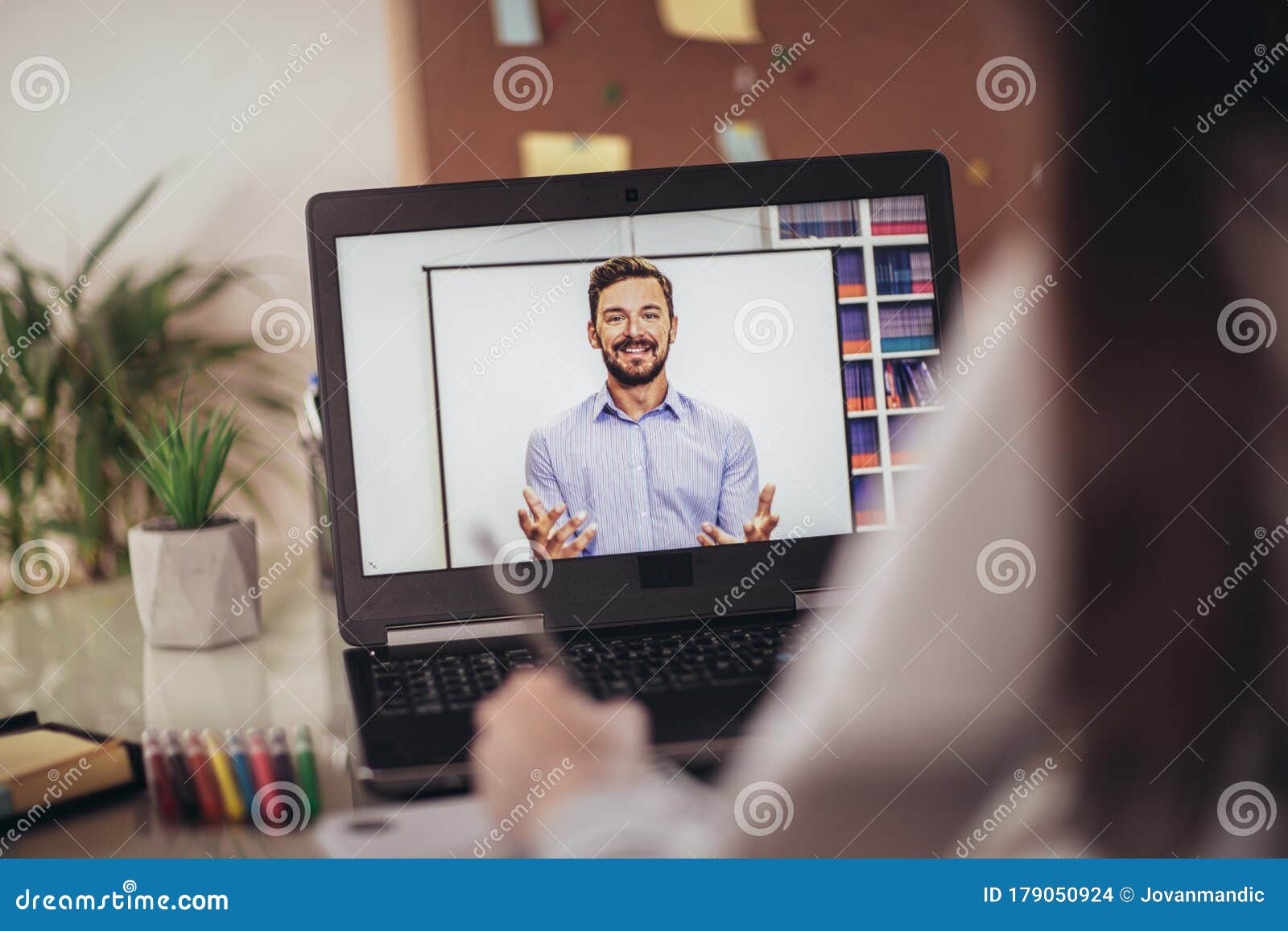 Student Watching Lesson Online and Studying from Home Stock Photo ...