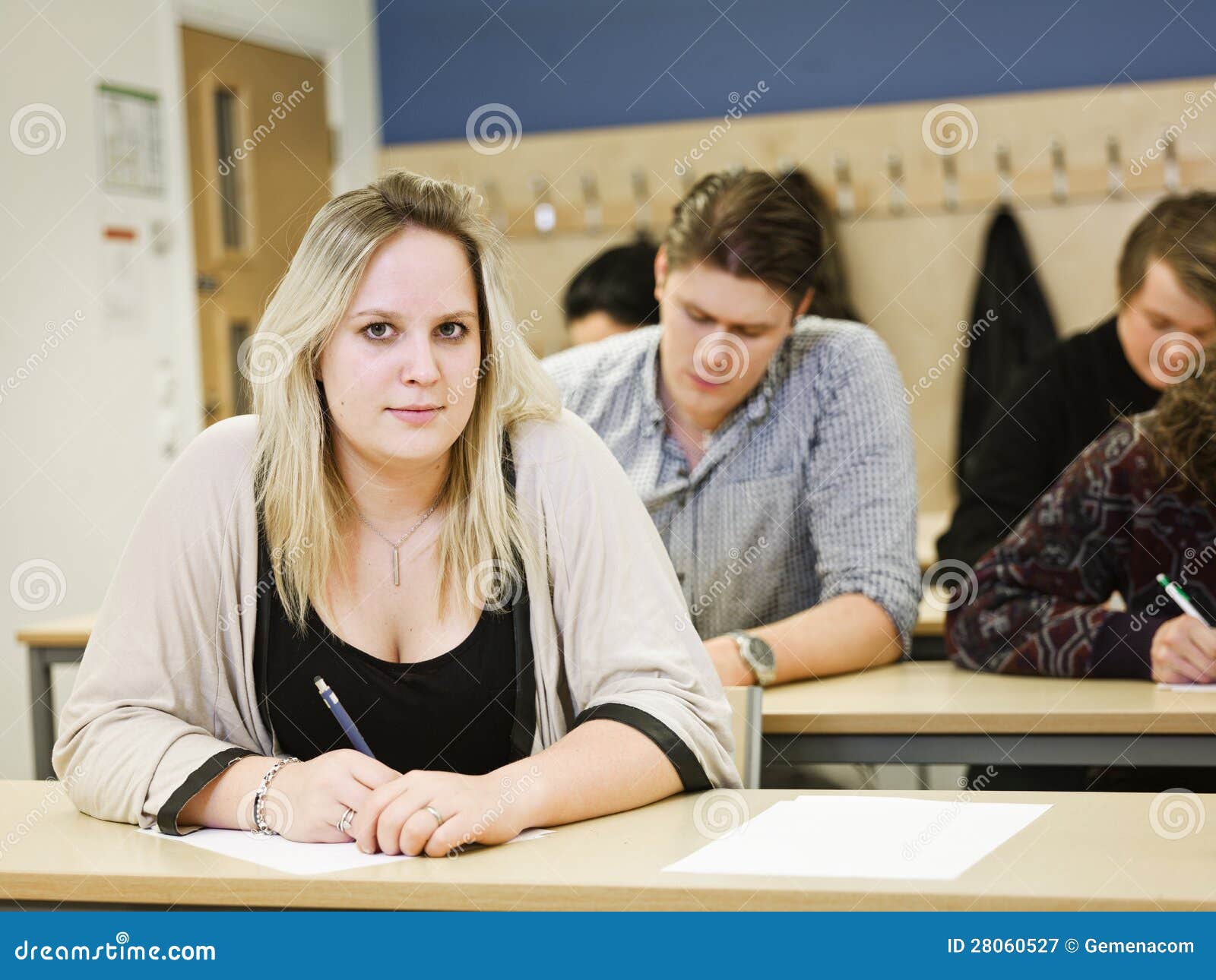 Young student woman stock image. Image of desk, working - 28060527