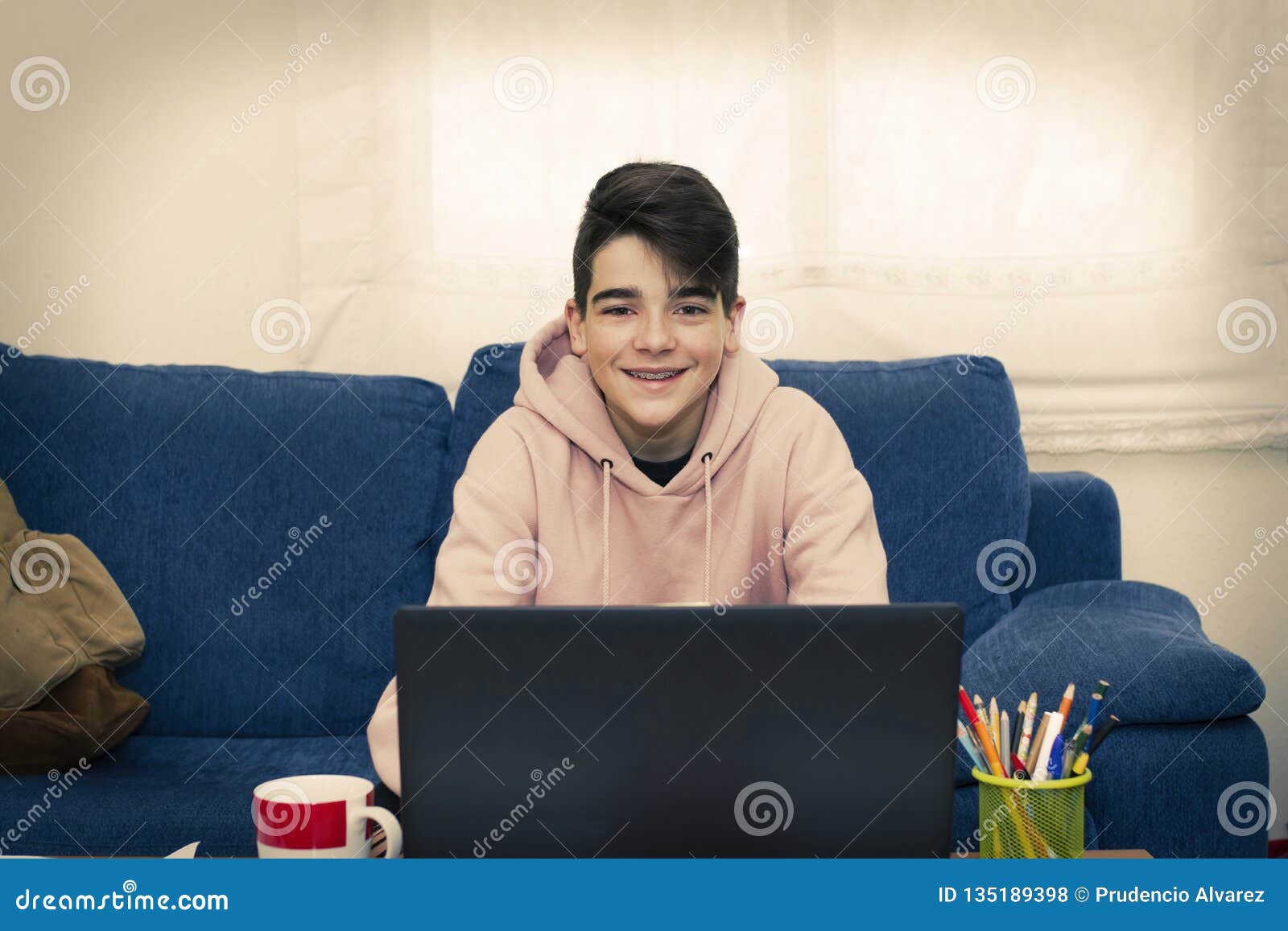 Student with computer stock photo. Image of learning - 135189398