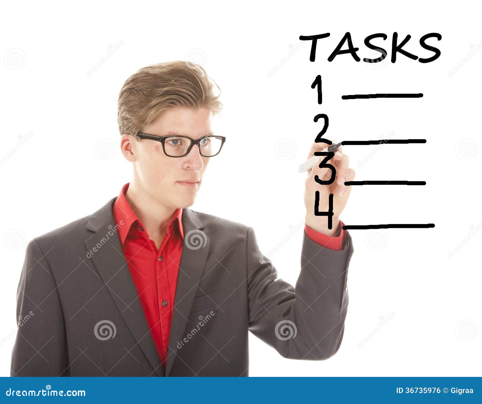 Young Student Writing Tasks Items Isolated Stock Photo - Image of tasks ...