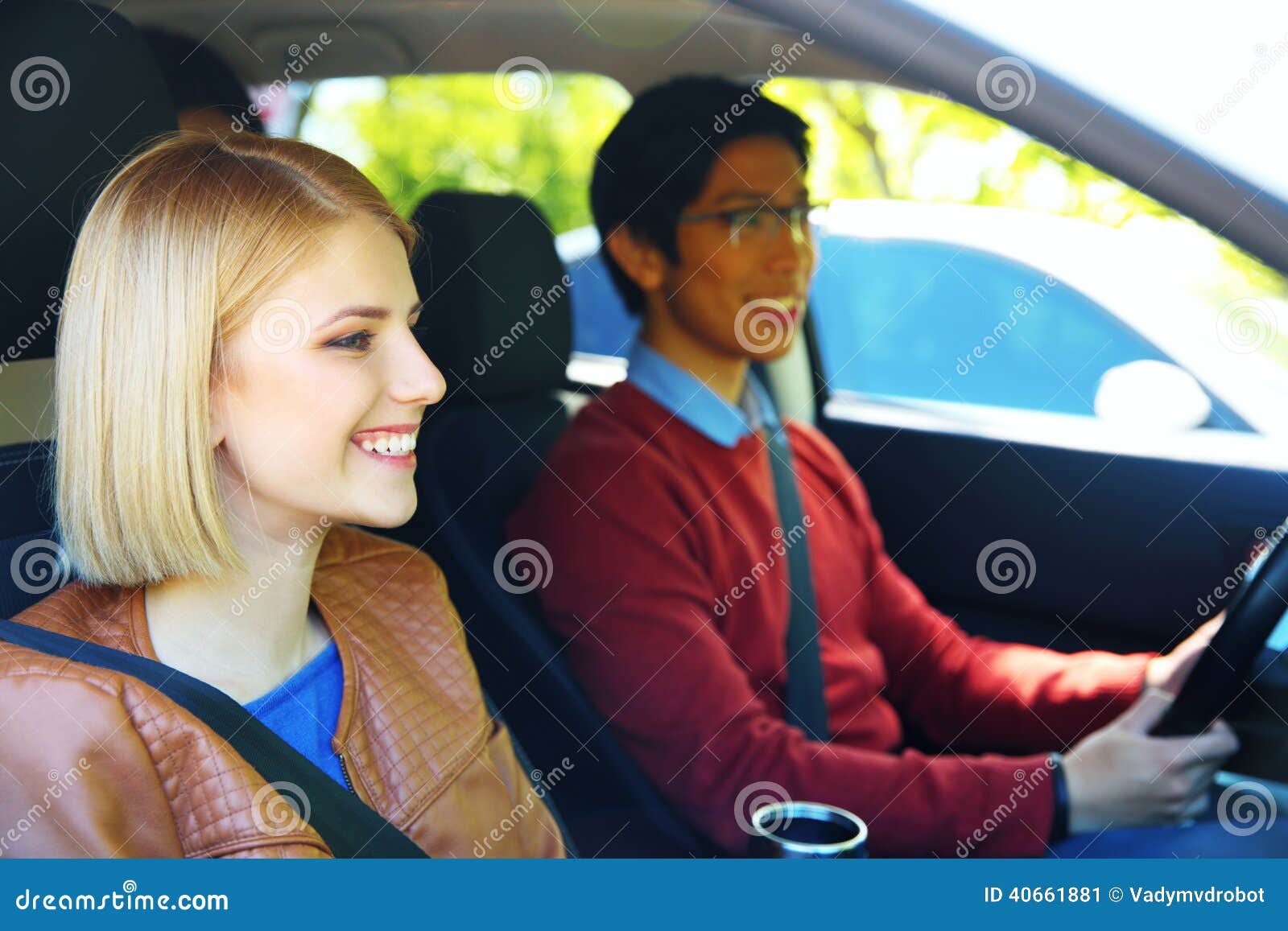 Young students in car stock image. Image of inside, cute - 40661881