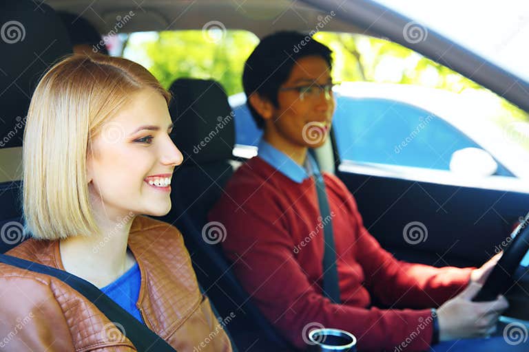 Young students in car stock image. Image of inside, cute - 40661881