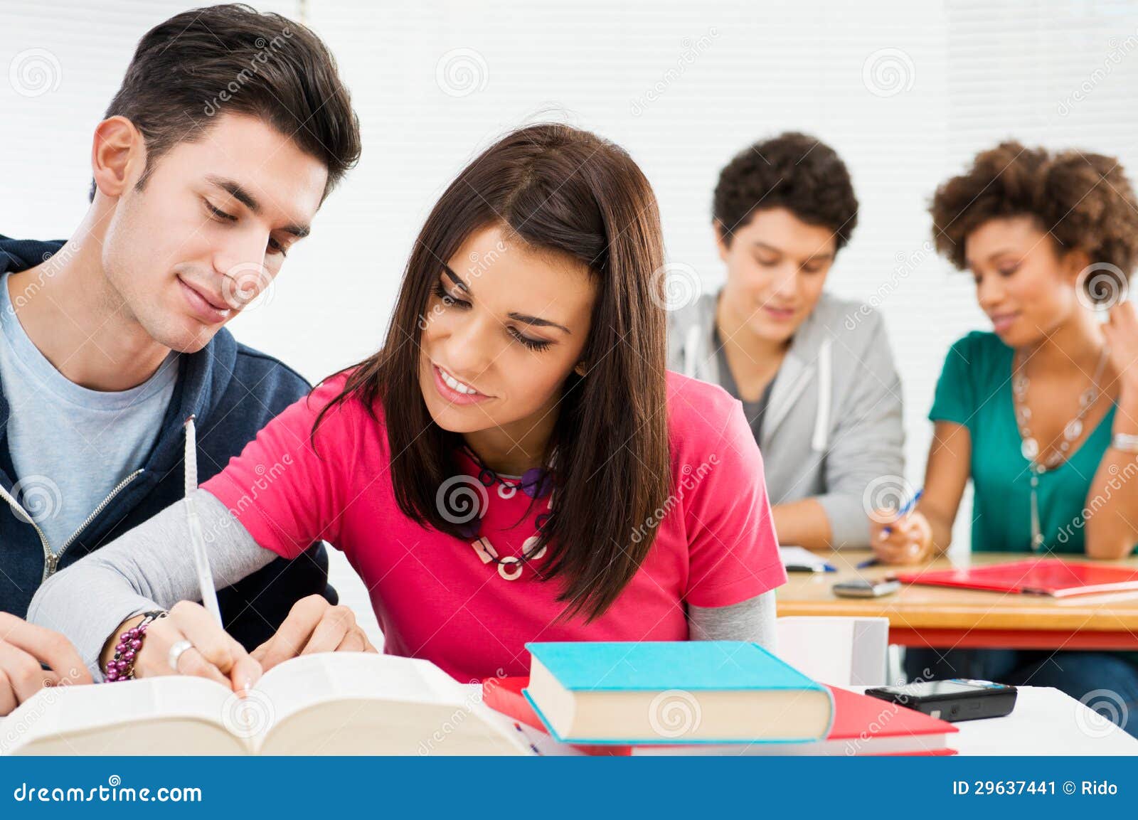 Young Students Doing Homework Stock Image - Image of ethnic, absorbed ...