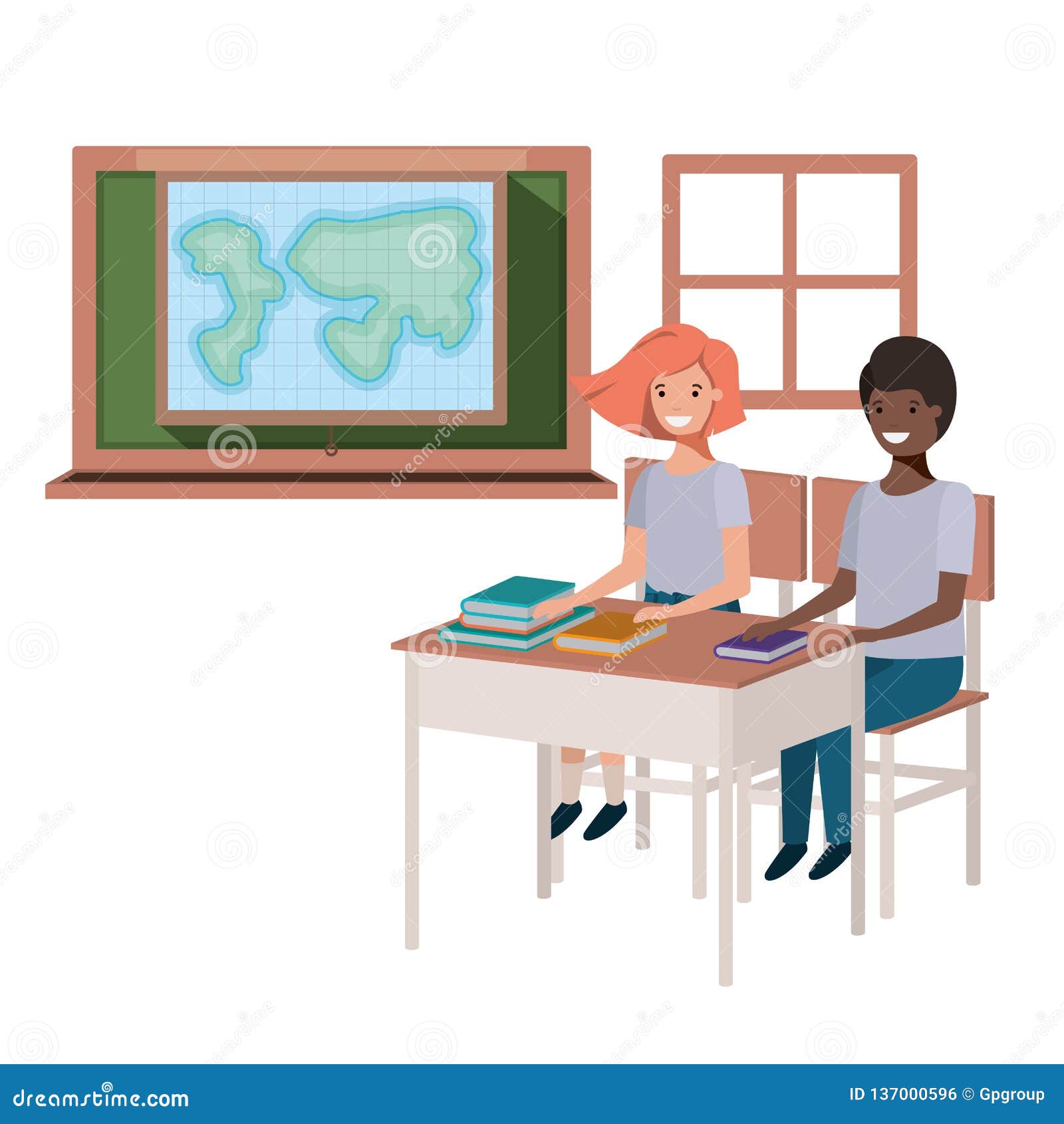 Young Students in Geography Classroom Stock Vector - Illustration of ...