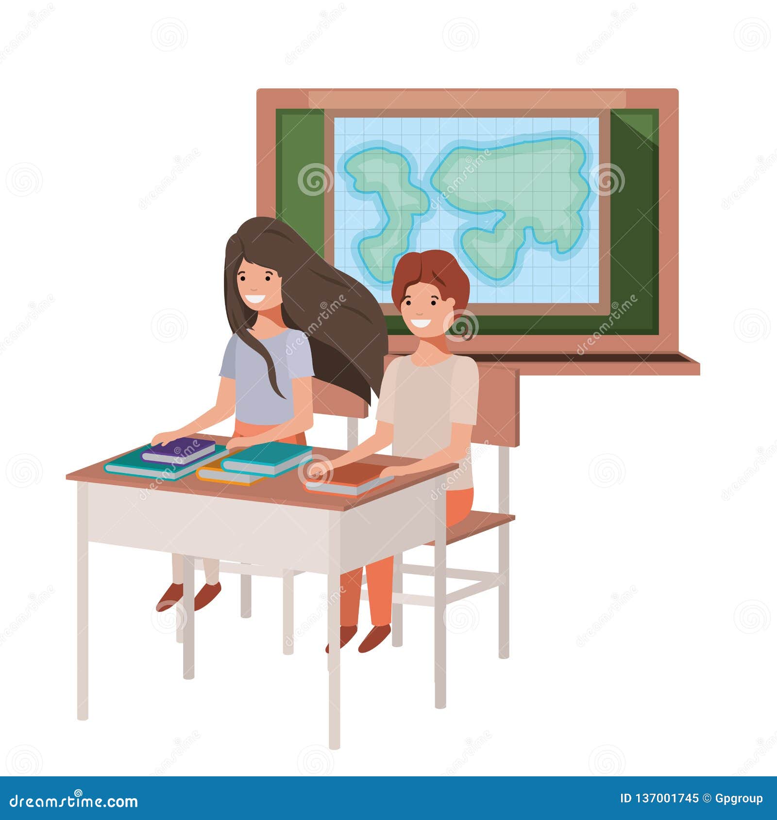 Young Students in Geography Classroom Stock Vector - Illustration of ...