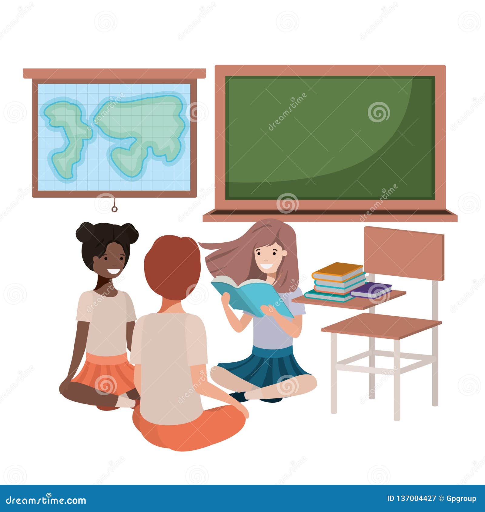 Young Students in Geography Classroom Stock Vector - Illustration of ...
