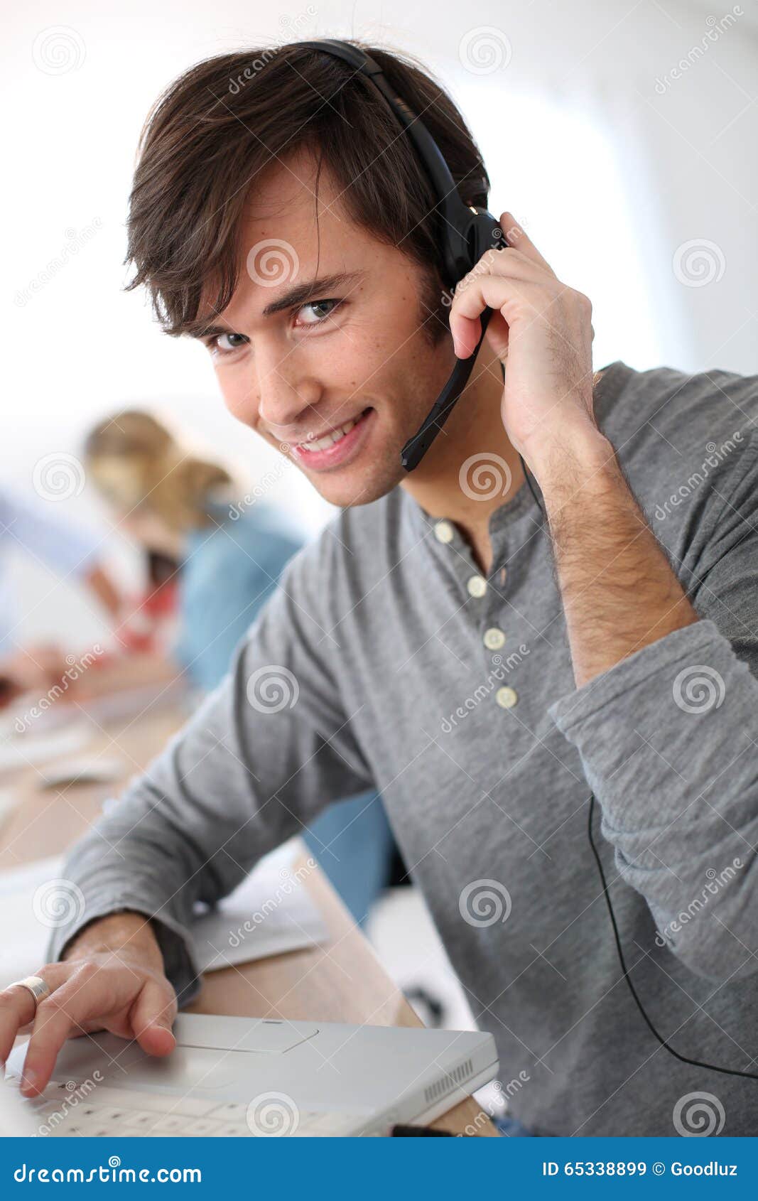 Young Students with Headset Learning Foreign Language Stock Image ...
