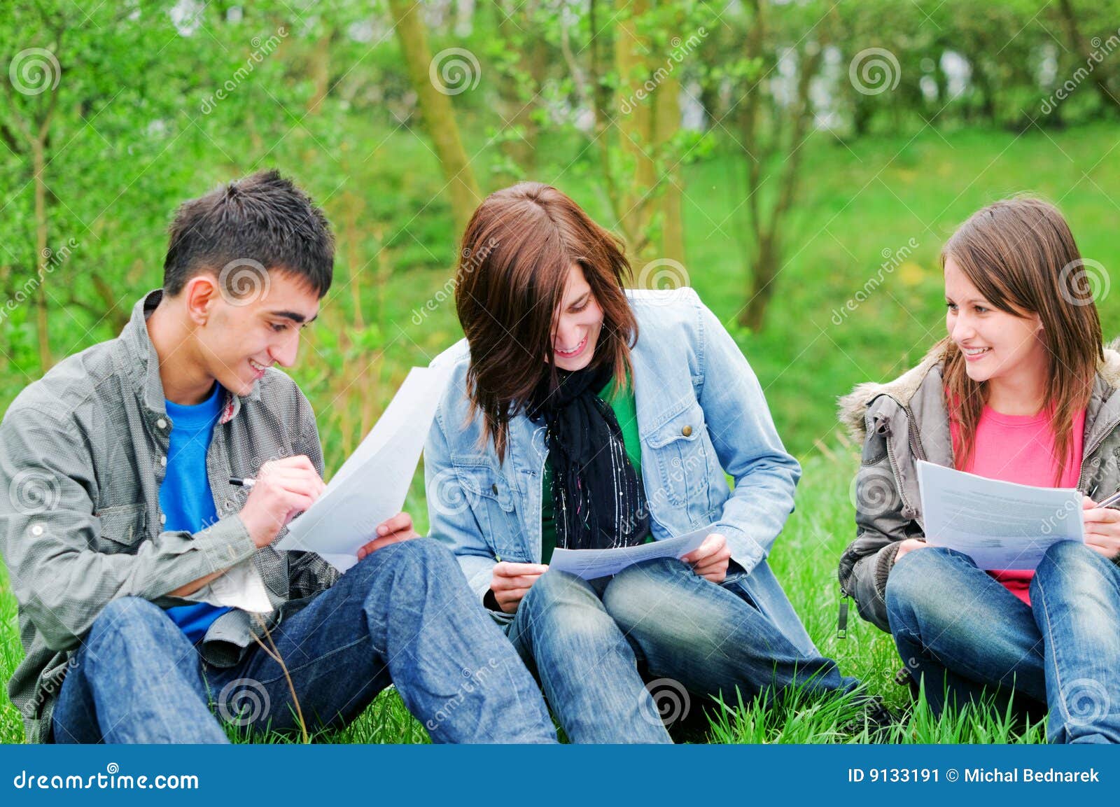 Young Students Learning Outdoor Stock Image - Image of highschool ...