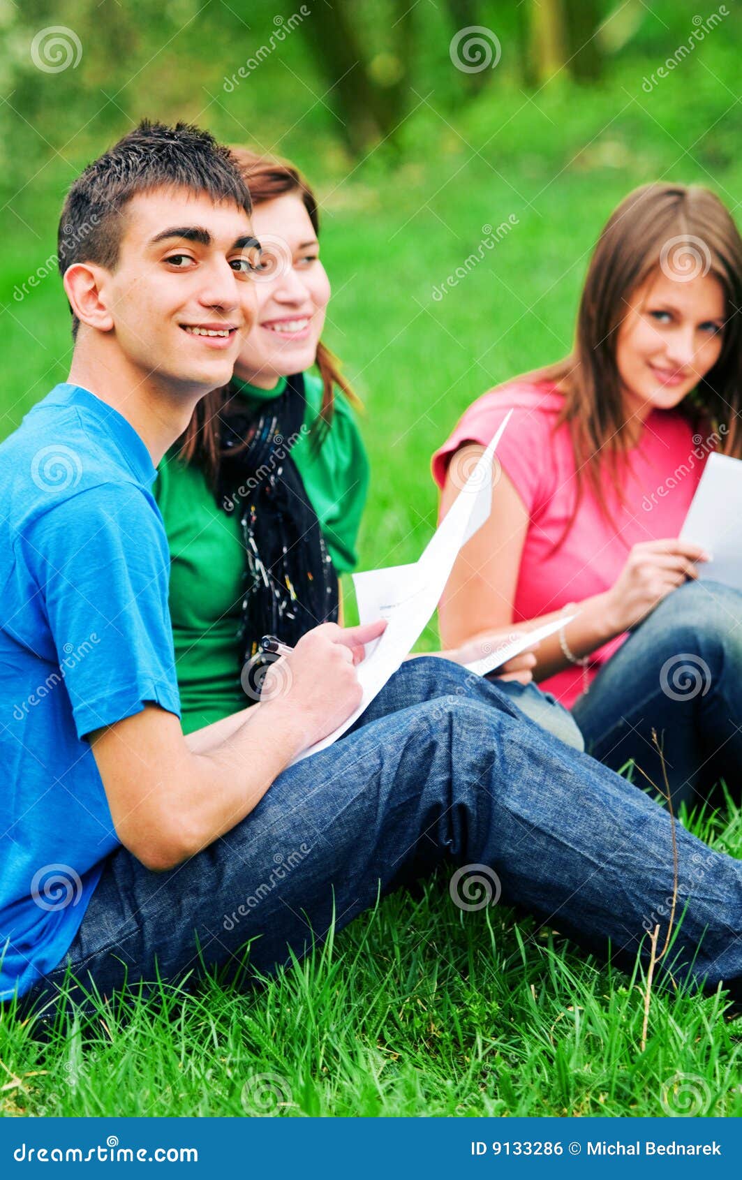 Young Students Learning Outdoor Stock Photo - Image of colorful, learn ...