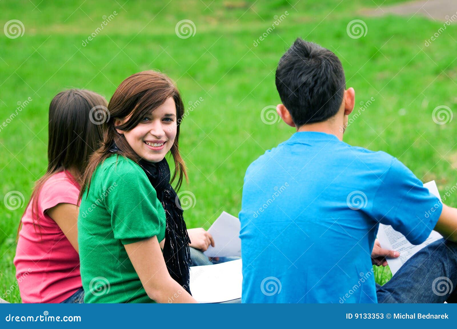 Young Students Learning Outdoor Stock Image - Image of friendship ...