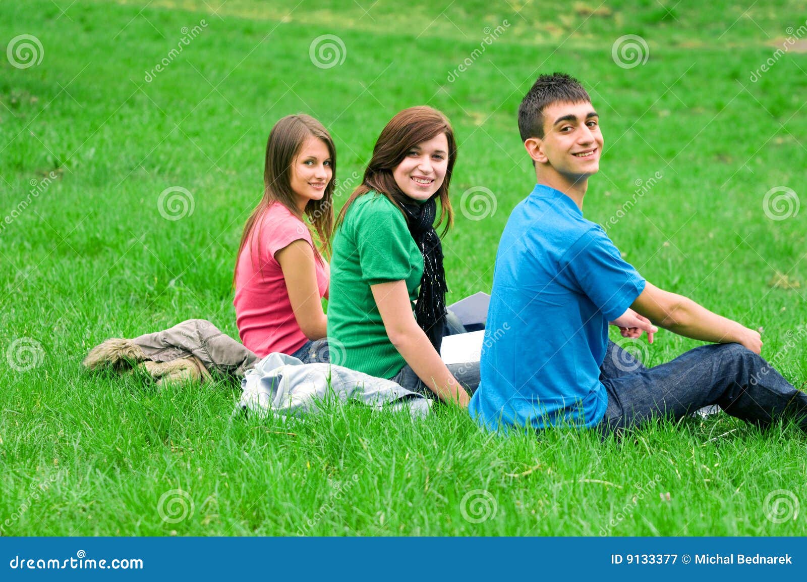 Young Students Learning Outdoor Stock Image - Image of learn, female ...