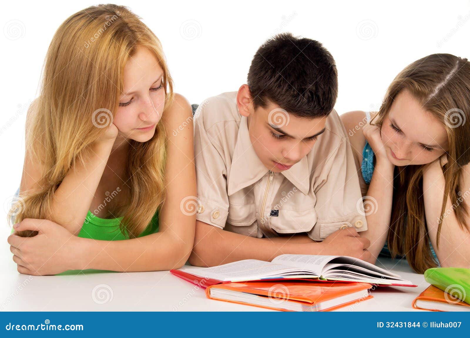 Young Students Reading Books Stock Photo - Image of joyful, book: 32431844