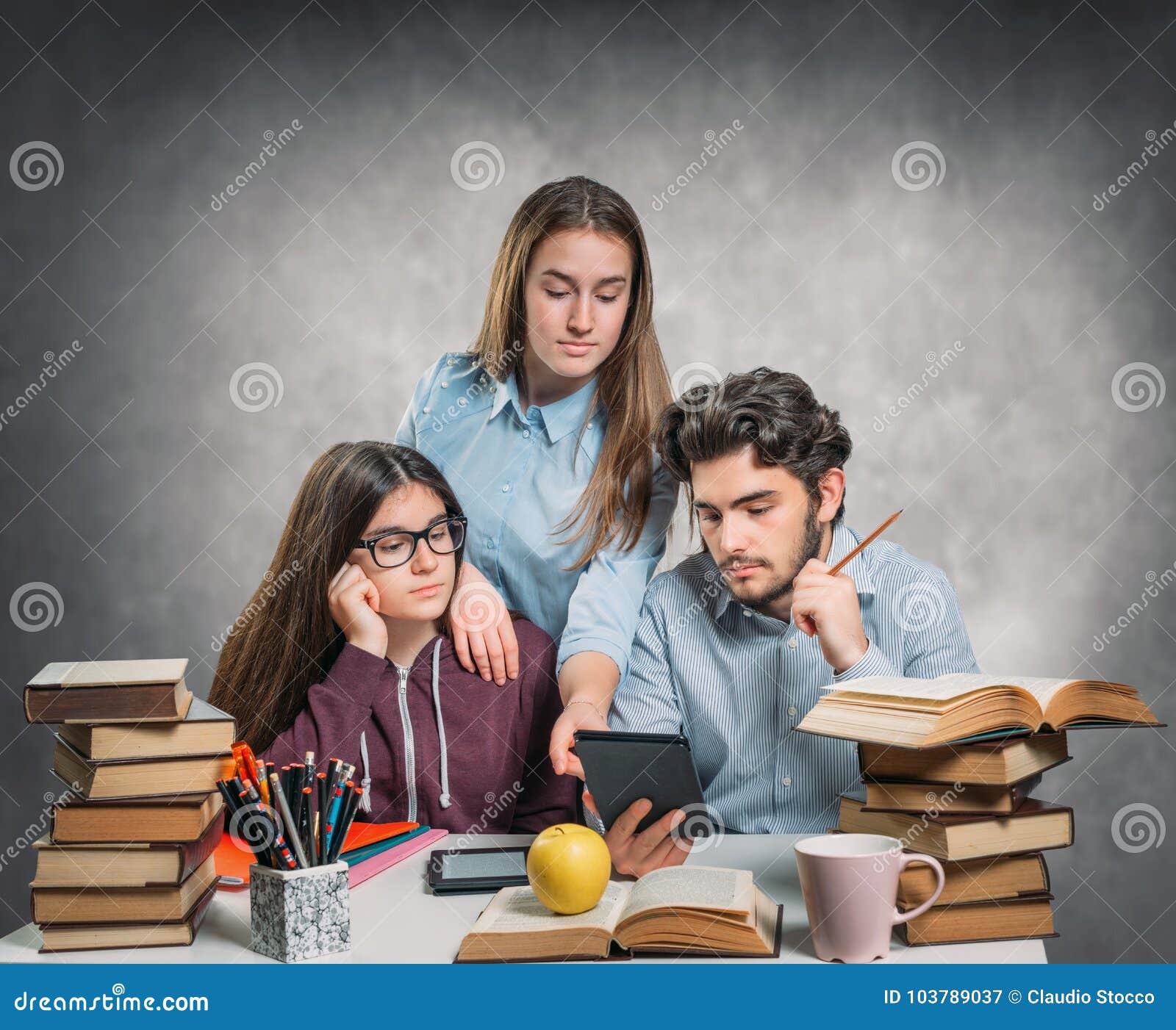 Young Students Reading an Ebook Stock Image - Image of reading ...
