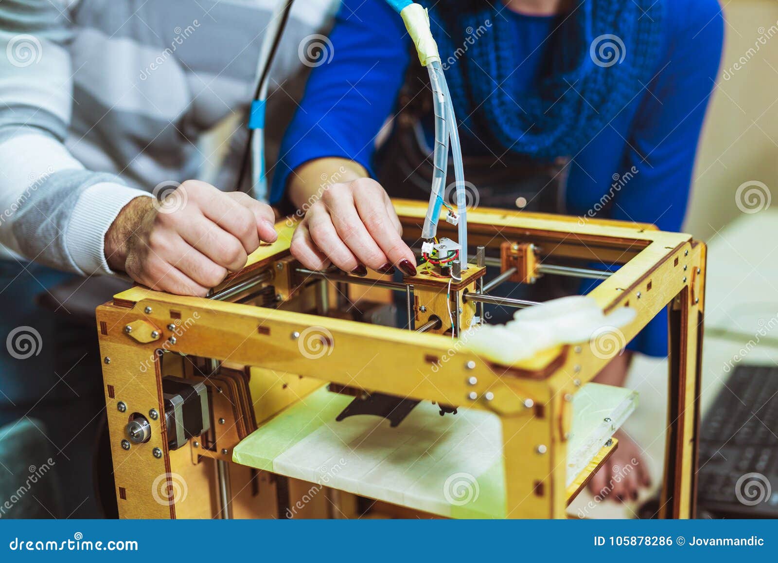 Young Students Researchers Using an Innovative 3D Printer Stock Photo ...