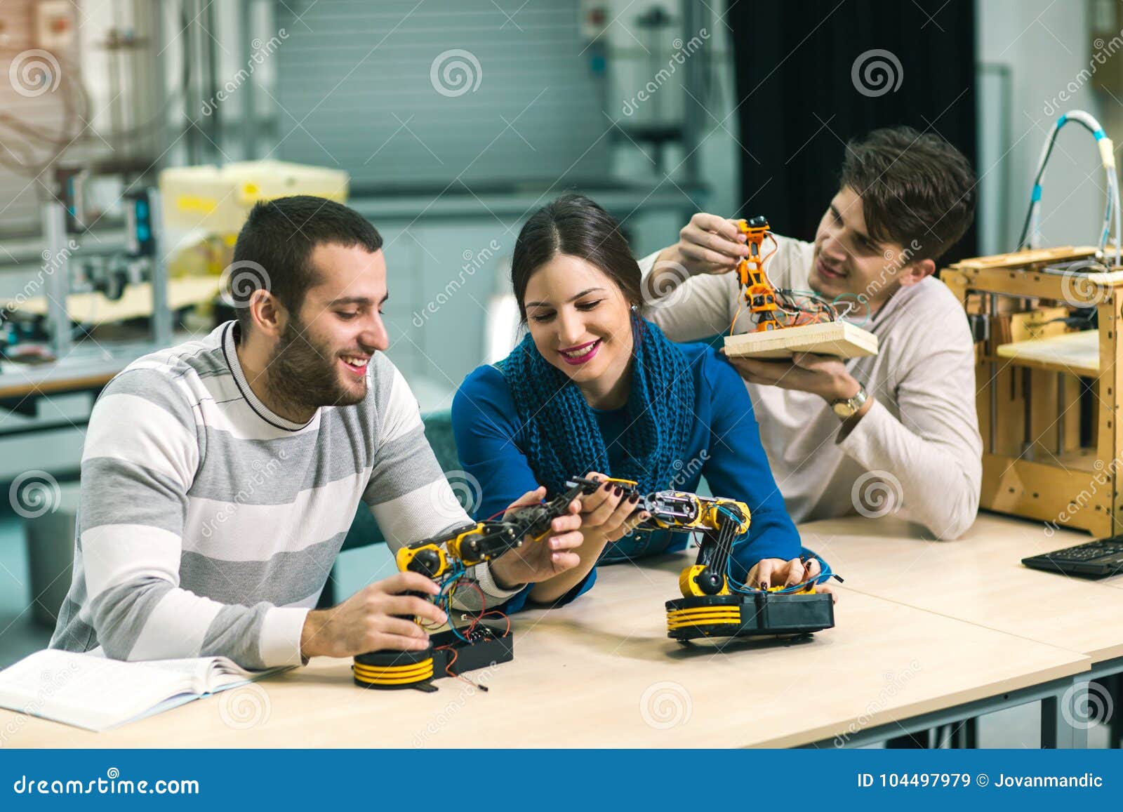 Young Students of Robotics Preparing Robot Stock Image - Image of ...