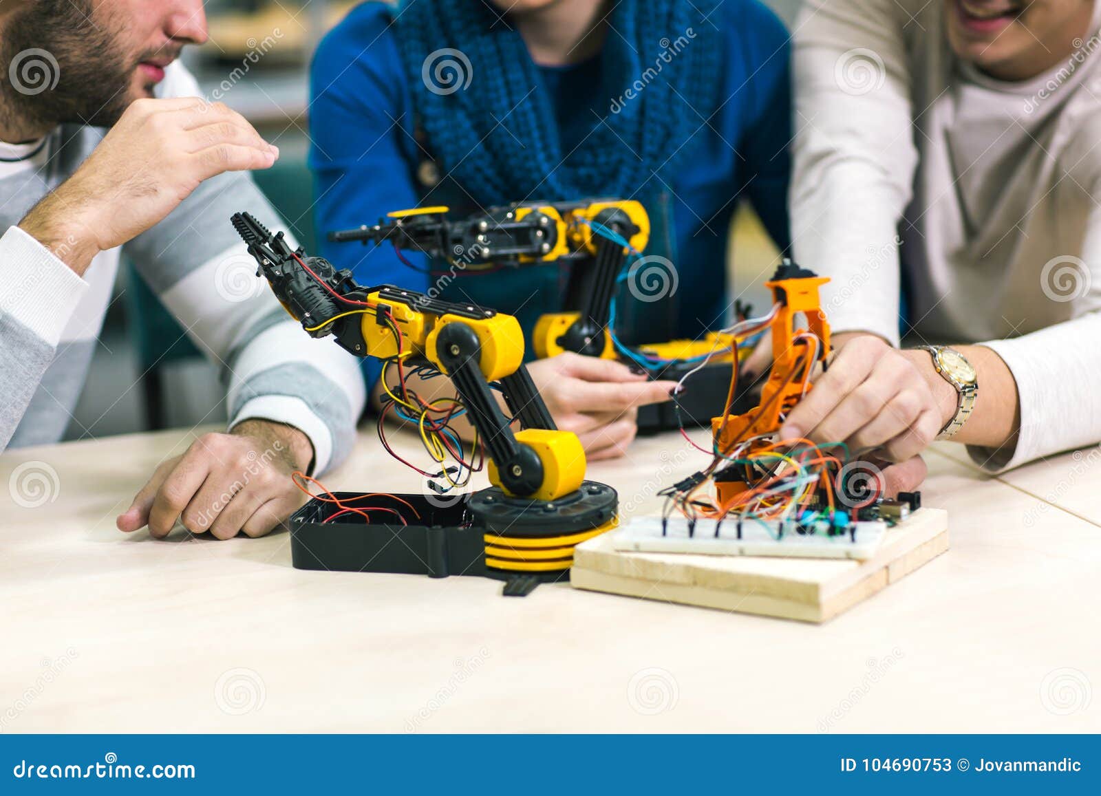 Young Students of Robotics Preparing Robot for Testing Stock Image ... Young Students of Robotics Preparing Robot for Testing Stock Image ...