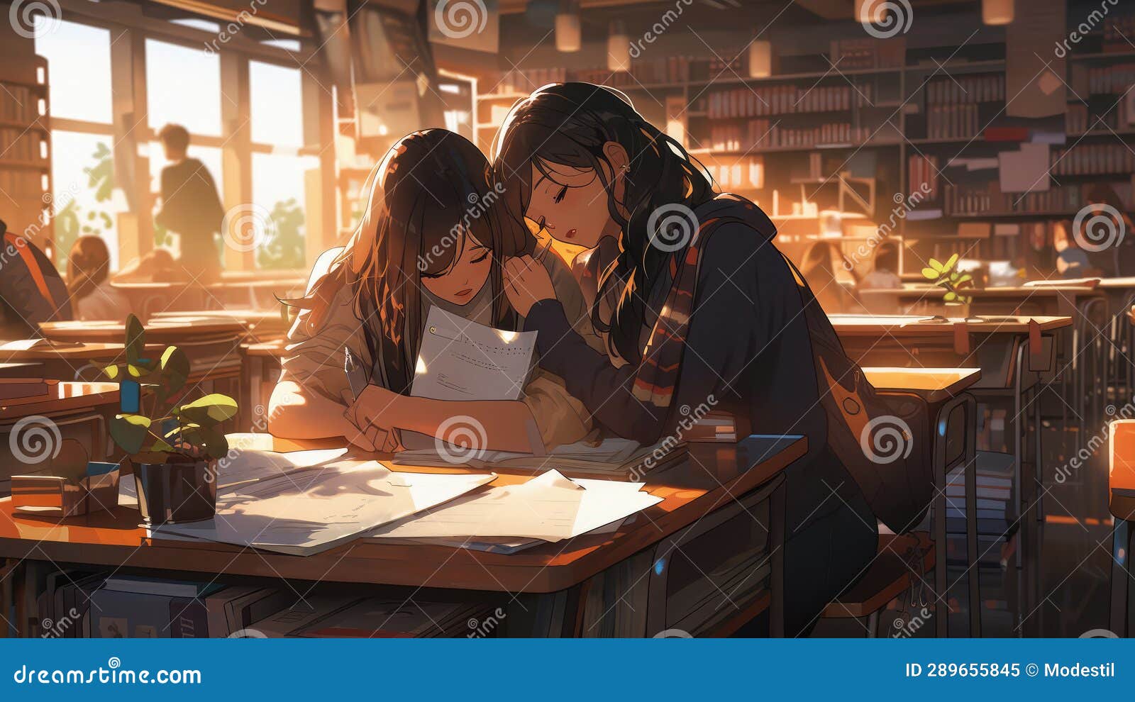 Young Students in a School Library Studying To Accomplish a Big ...