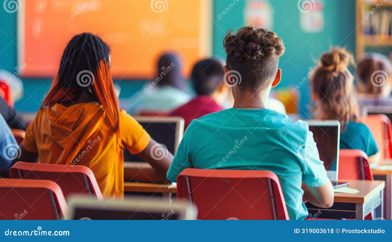 Group of Students Sitting at Desks in a Classroom Stock Photo - Image ...