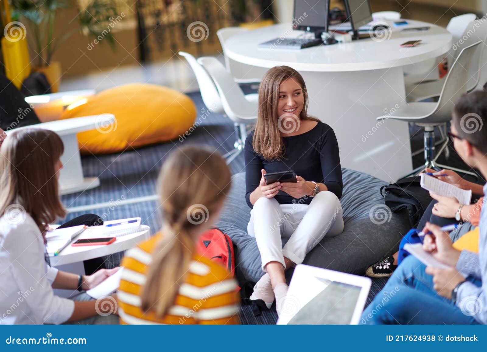 Students Using Modern Technology for School Project Stock Photo - Image ...