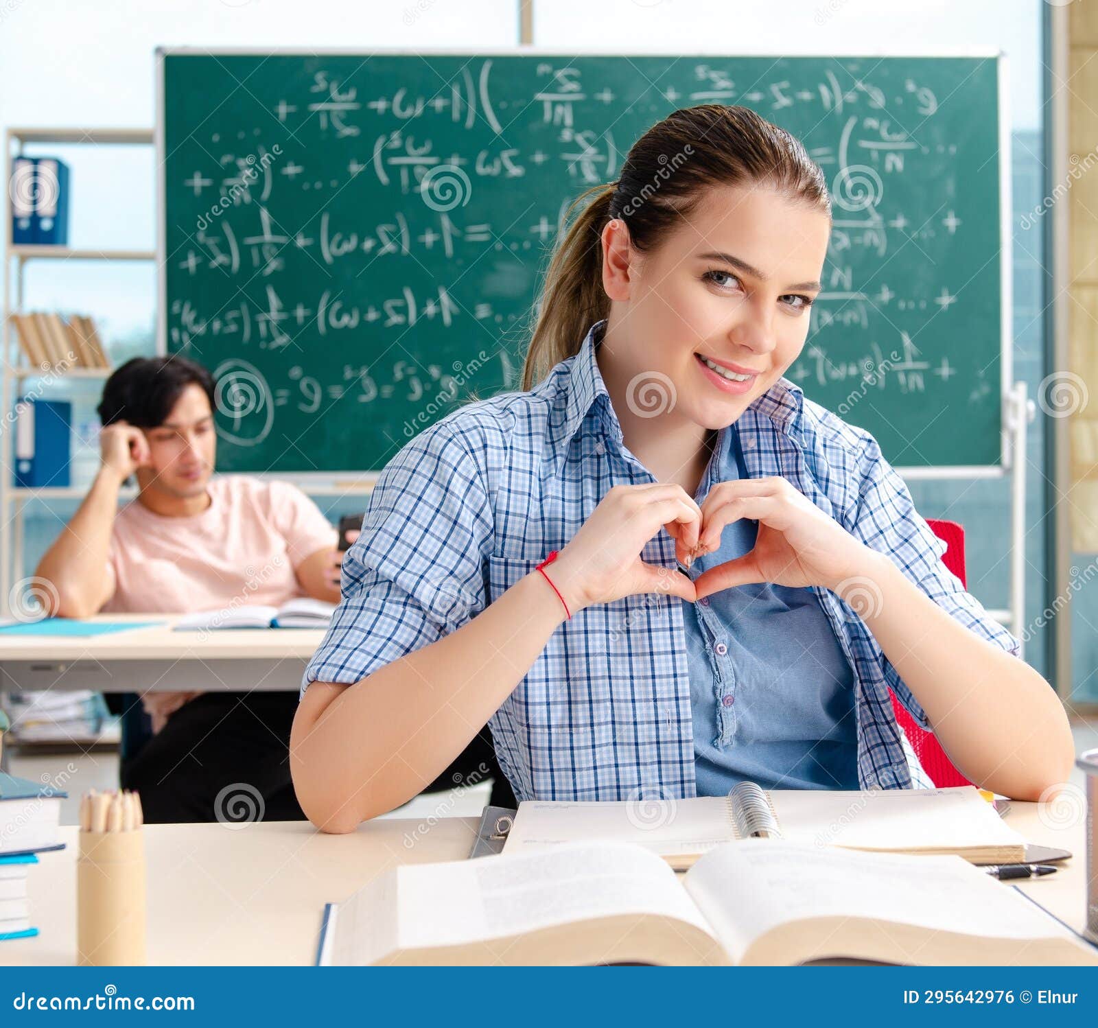 Young Students Taking the Math Exam in Classroom Stock Photo - Image of ...