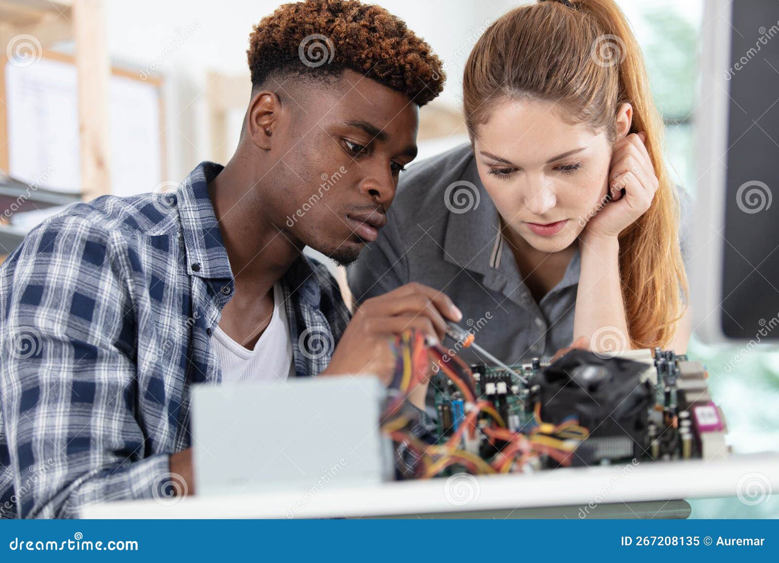 Young Students Testing Project in Workshop Stock Image - Image of woman ...