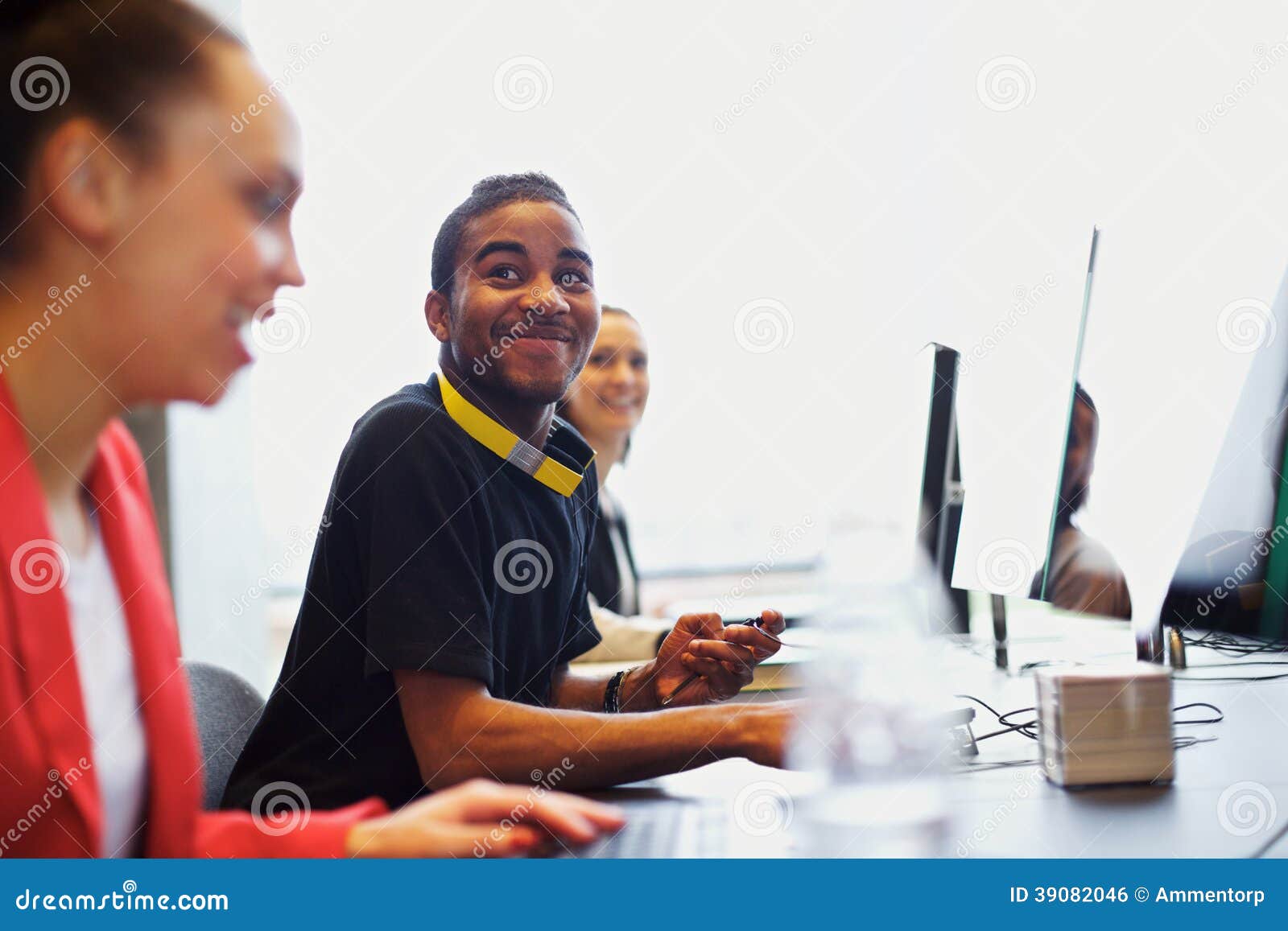 Young Students Using Computers in Classroom Stock Photo - Image of ...