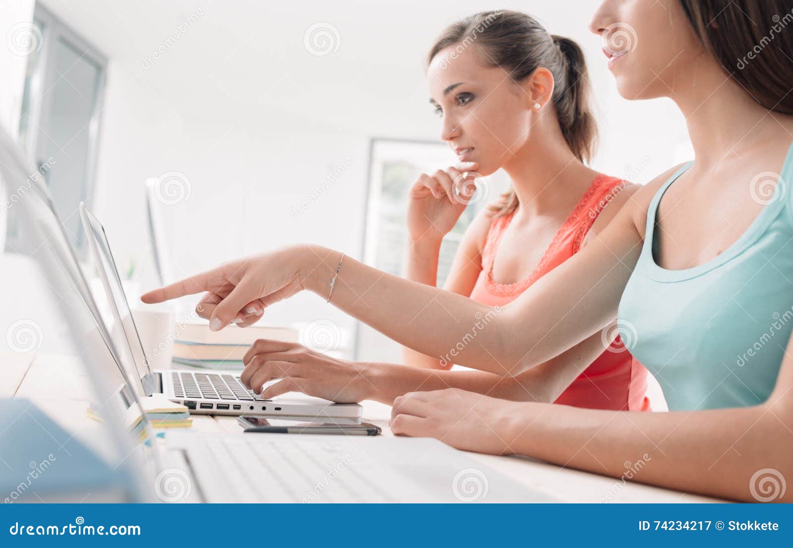 Young Students Using Laptops Stock Image - Image of cooperation, girl ...