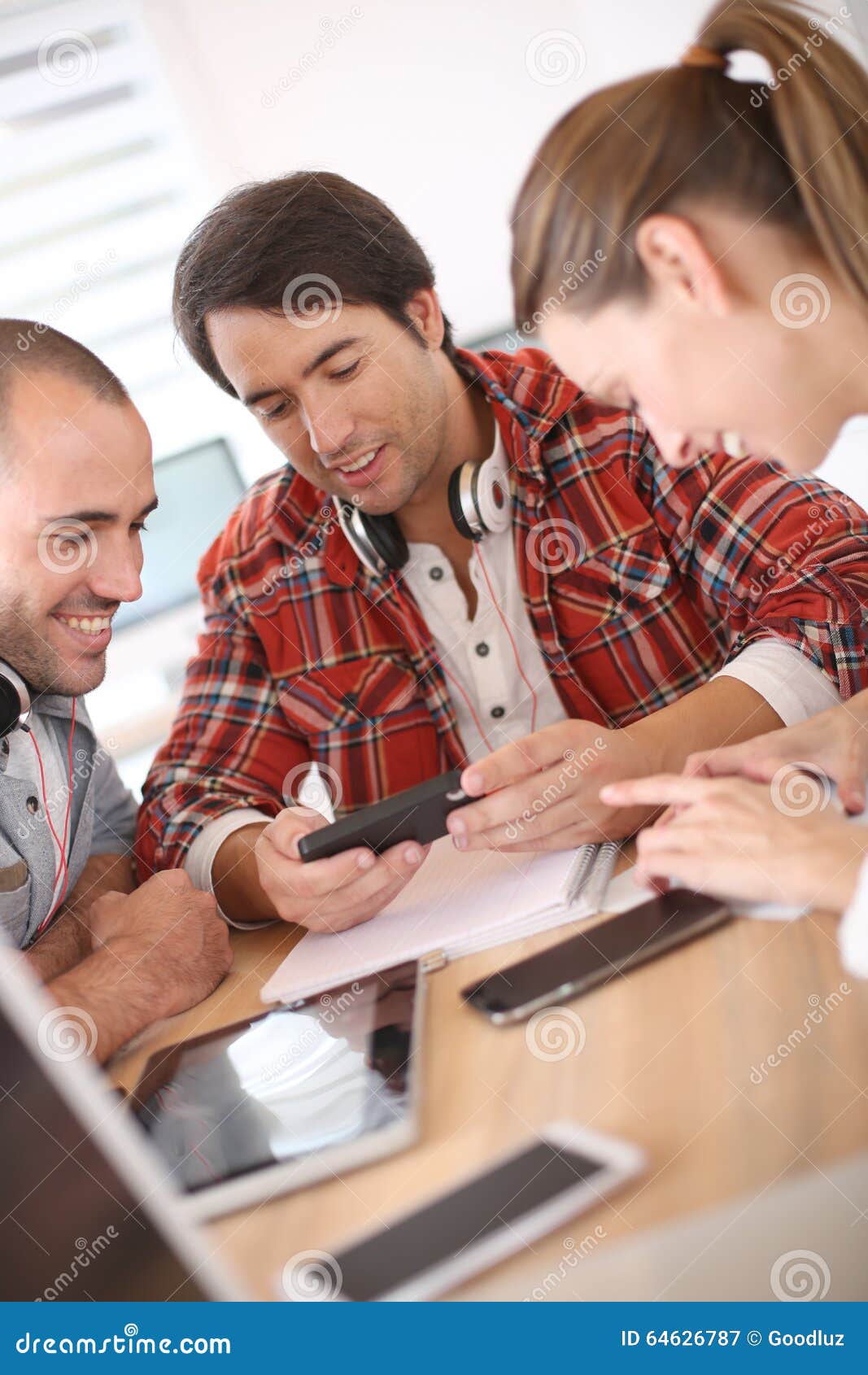 Young Students Working with Electronical Devices Stock Image - Image of ...