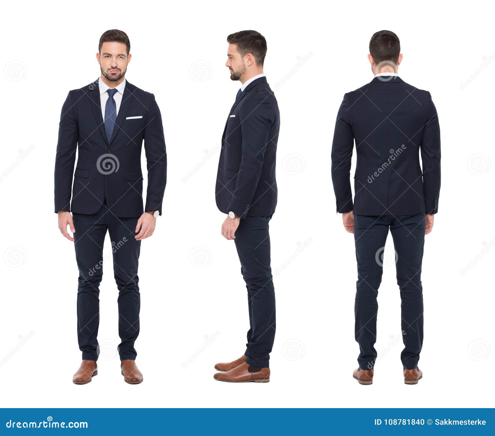Young Caucasian Stylish Businessman Front Side Rear View Isolate Stock ... Young Caucasian Stylish Businessman Front Side Rear View Isolate Stock ...