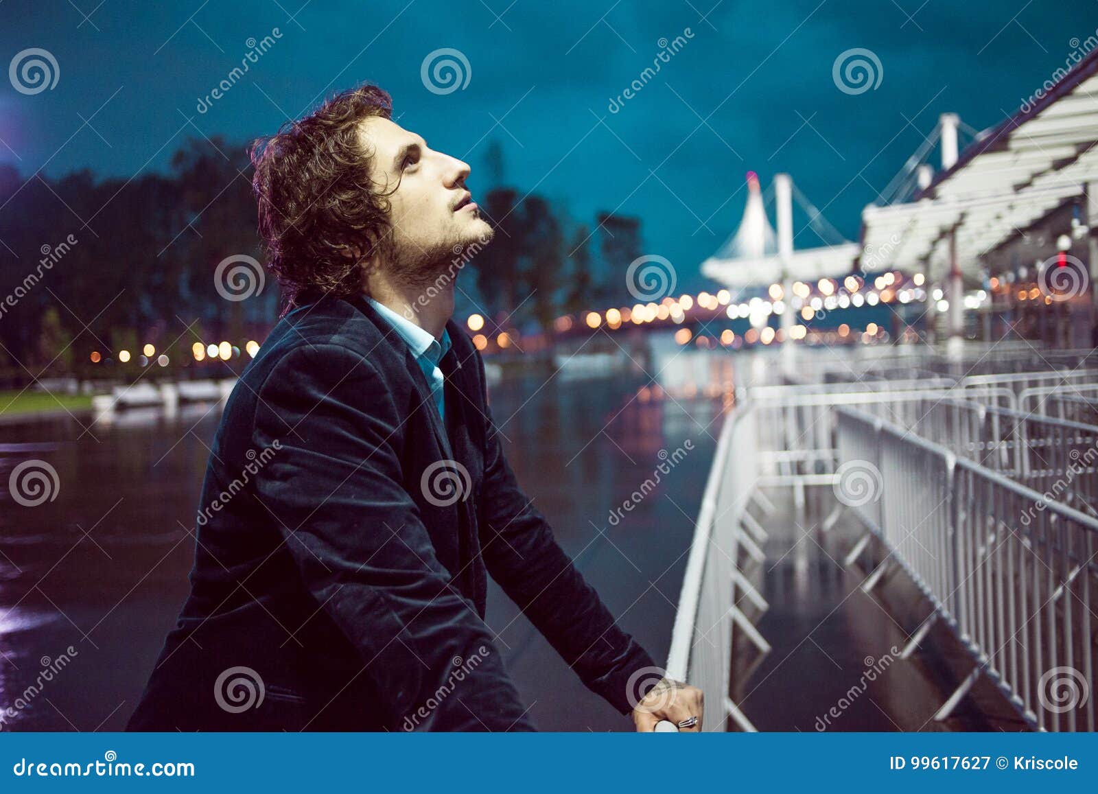 Young Stylish Guy on the Background of Night City, City Lights Stock ...