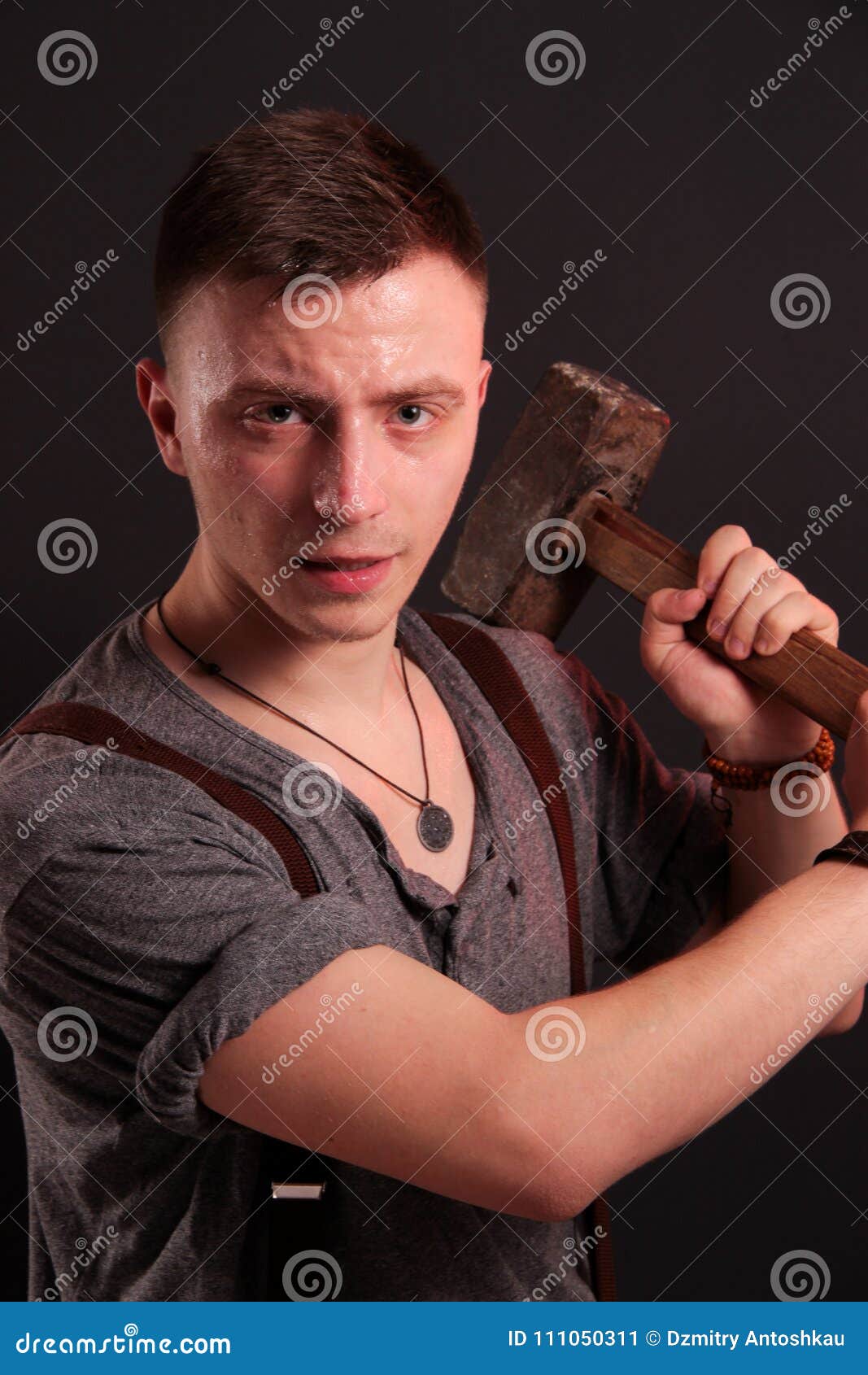 A Young Stylish Guy with a Big Hammer Stock Image - Image of neat ...