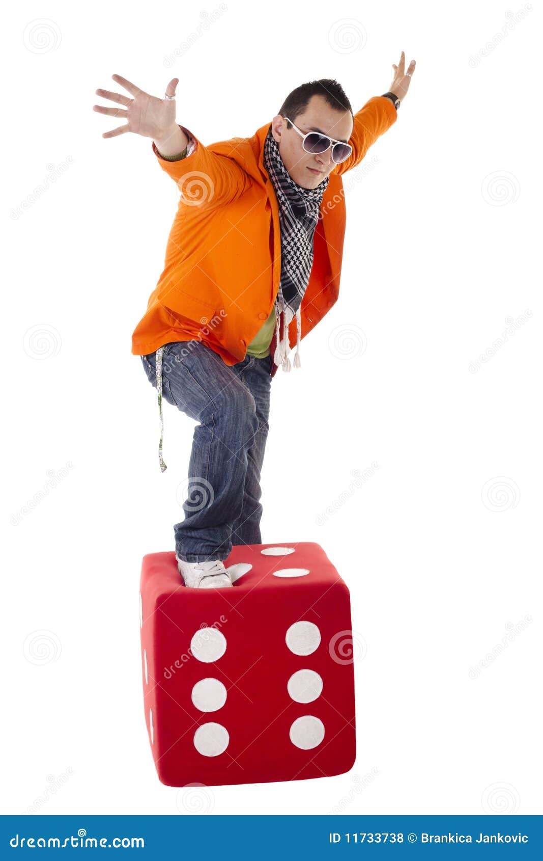 Young Stylish Guy Standing on the Dice Stock Photo - Image of standing ...