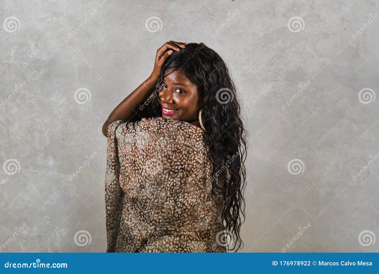 Young Stylish And Happy Black African American Woman Posing Confident