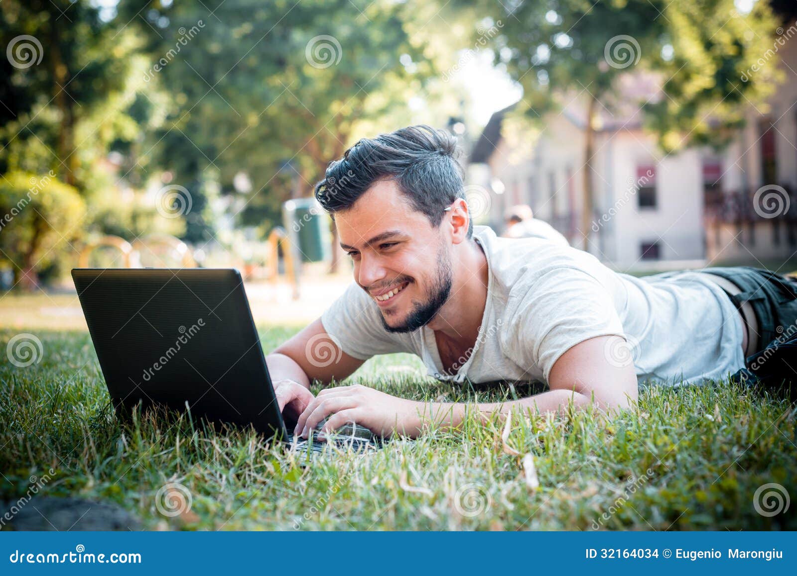 Young Stylish Man Using Notebook Stock Photo - Image of computer ...