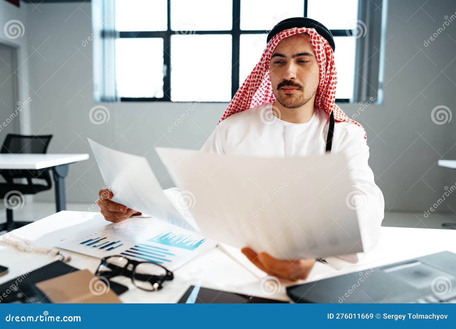 Young Successful Arab Businessman Working in the Office Stock Image ...