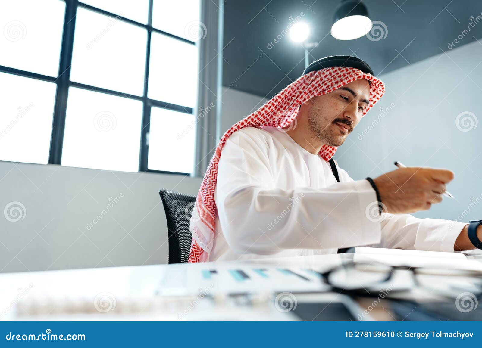 Young Successful Arab Businessman Working in the Office Stock Photo ...