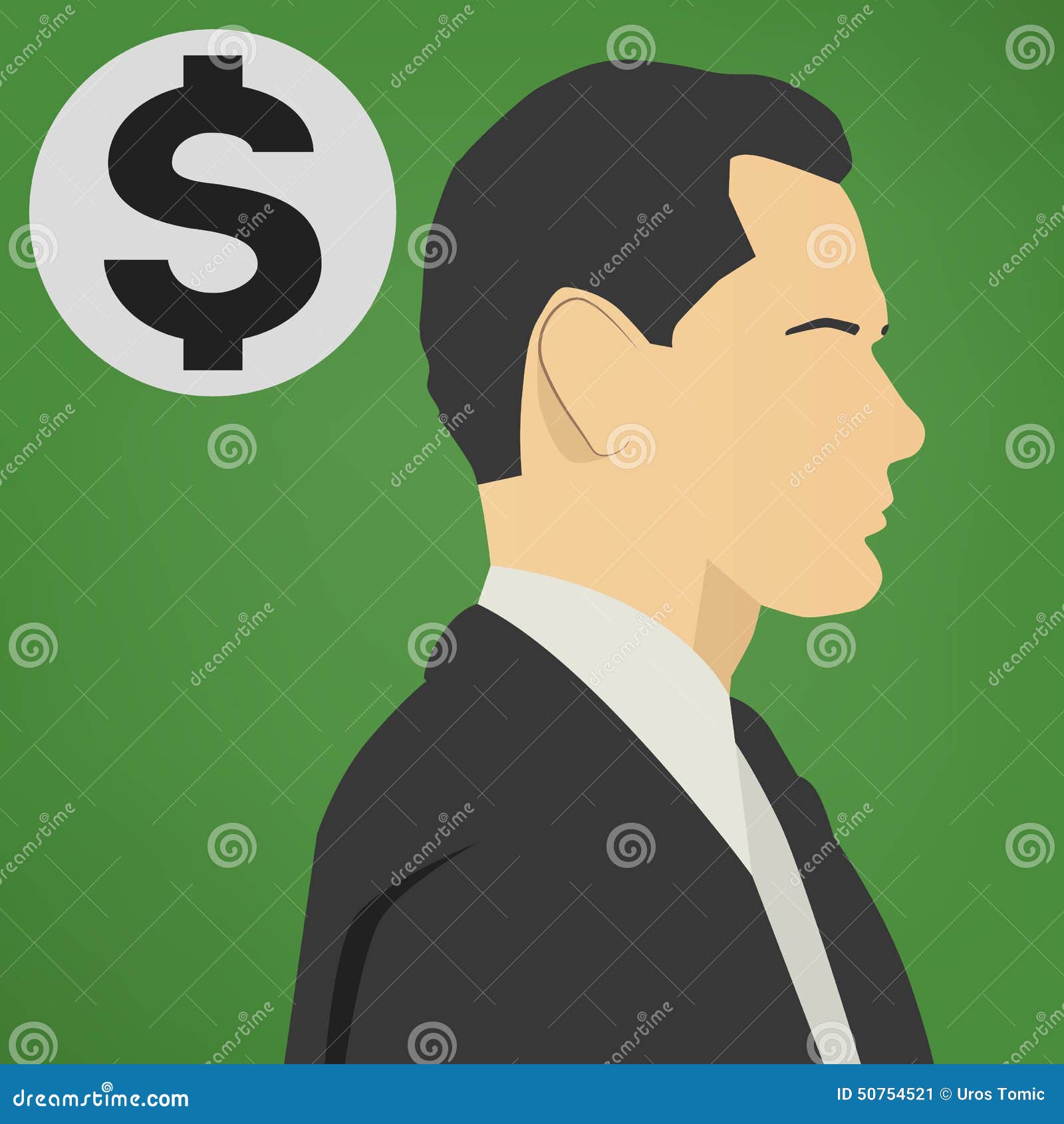 Young Successful Business Man with a Dollar Sign Vector Icon. Stock ...