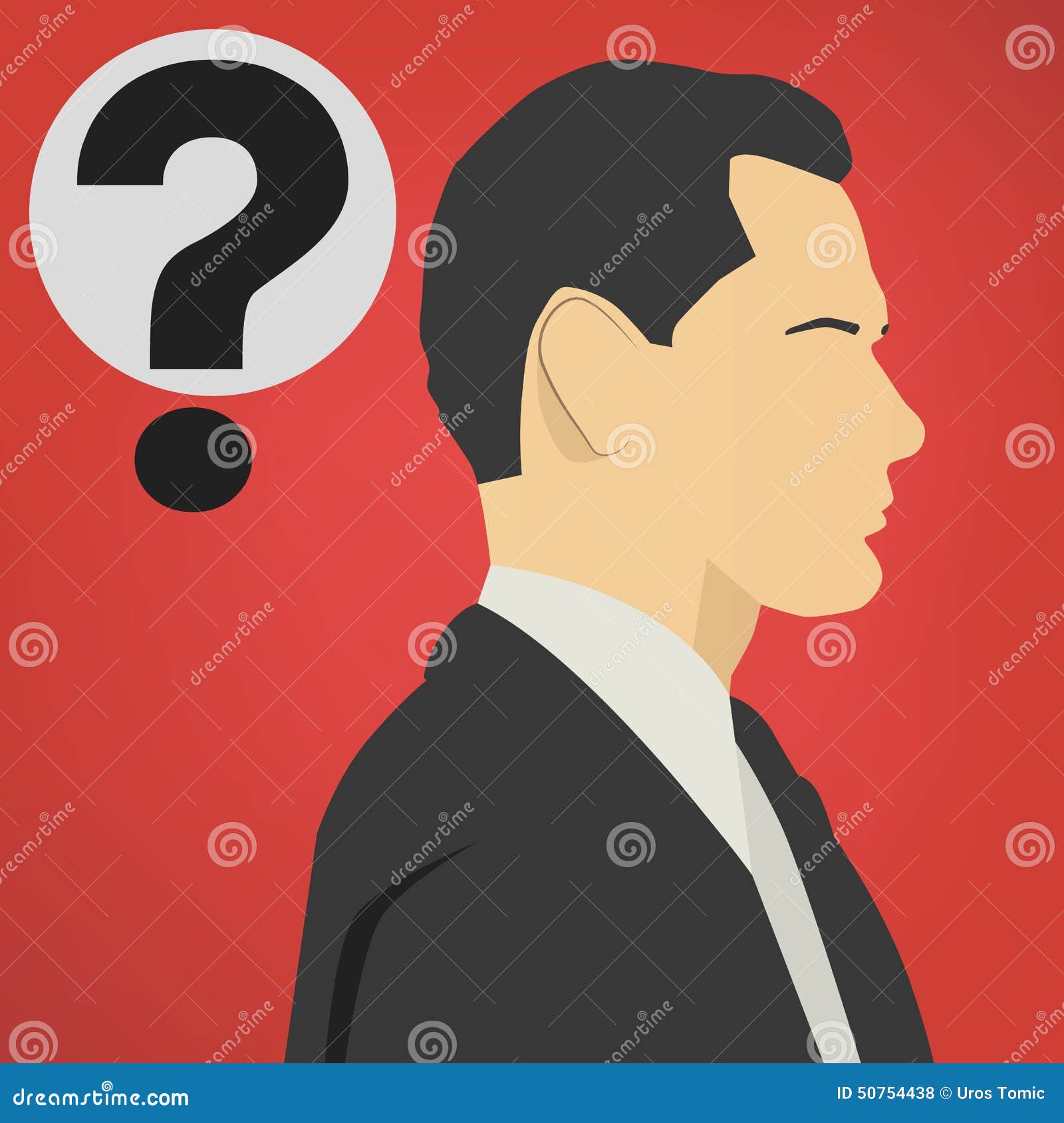 Young Successful Business Man with a Question Mark Vector Icon. Stock ...