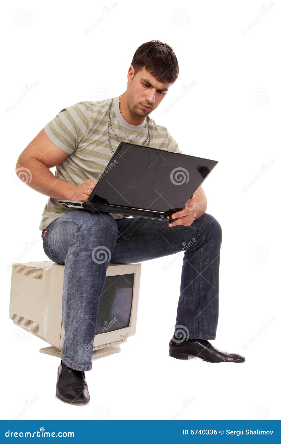 Young Successful Guy Working with Laptop Stock Photo - Image of ...