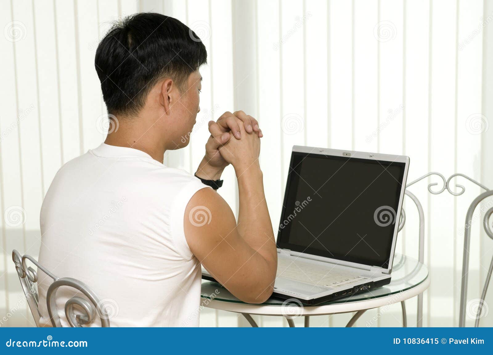 The Young Successful Man with the Computer Stock Image - Image of ...