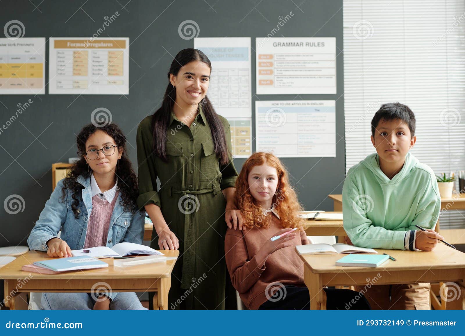 Young Successful Teacher and Group of Diligent Secondary School ...