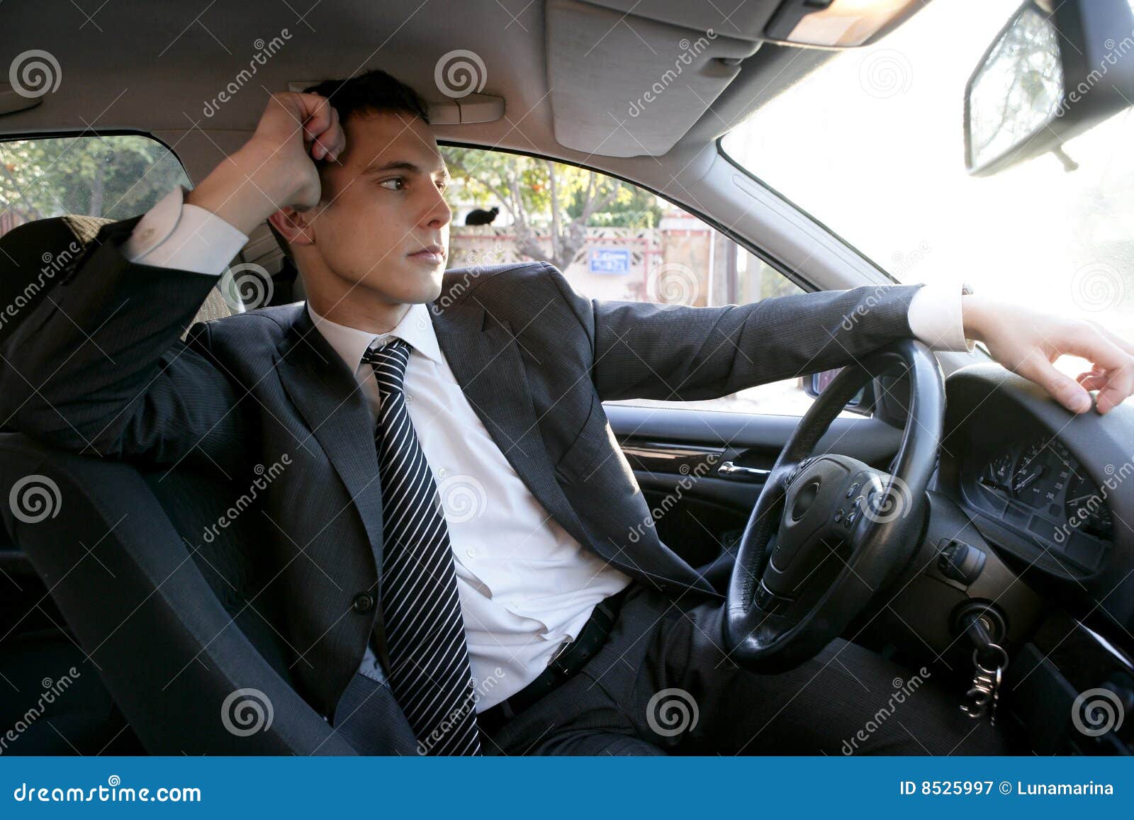 Young Suit Businessman Inside His Car Stock Image - Image of european ...