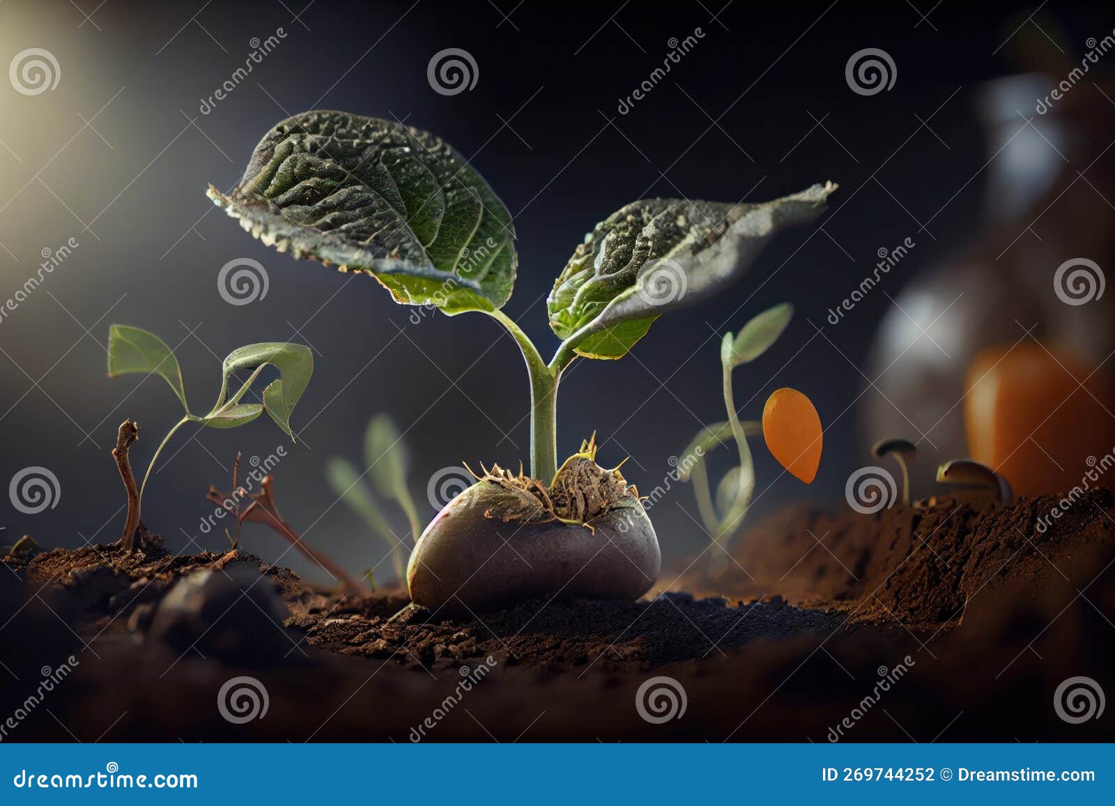 Young Summer Squash Plant Sprouting First Genuine Leaf, Majestically ...
